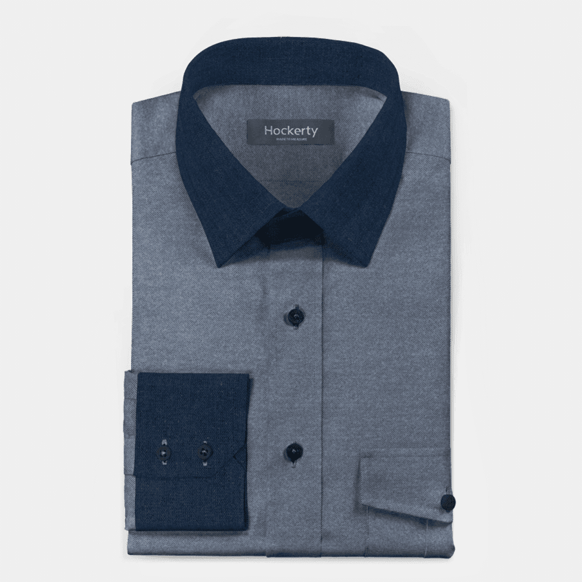 Faded blue flannel tailored Shirt with contrast collar