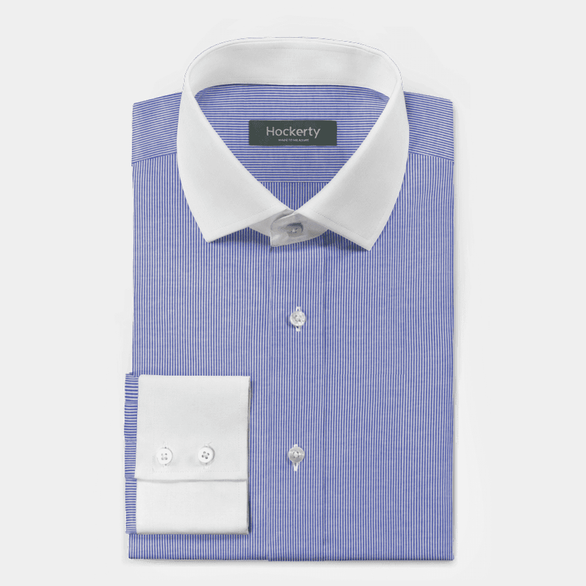 Premium no-iron blue hairline stripe stretch Shirt with contrast collar