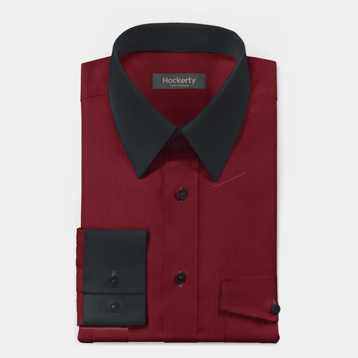 Imperial red long collar Shirt with contrast collar | Hockerty