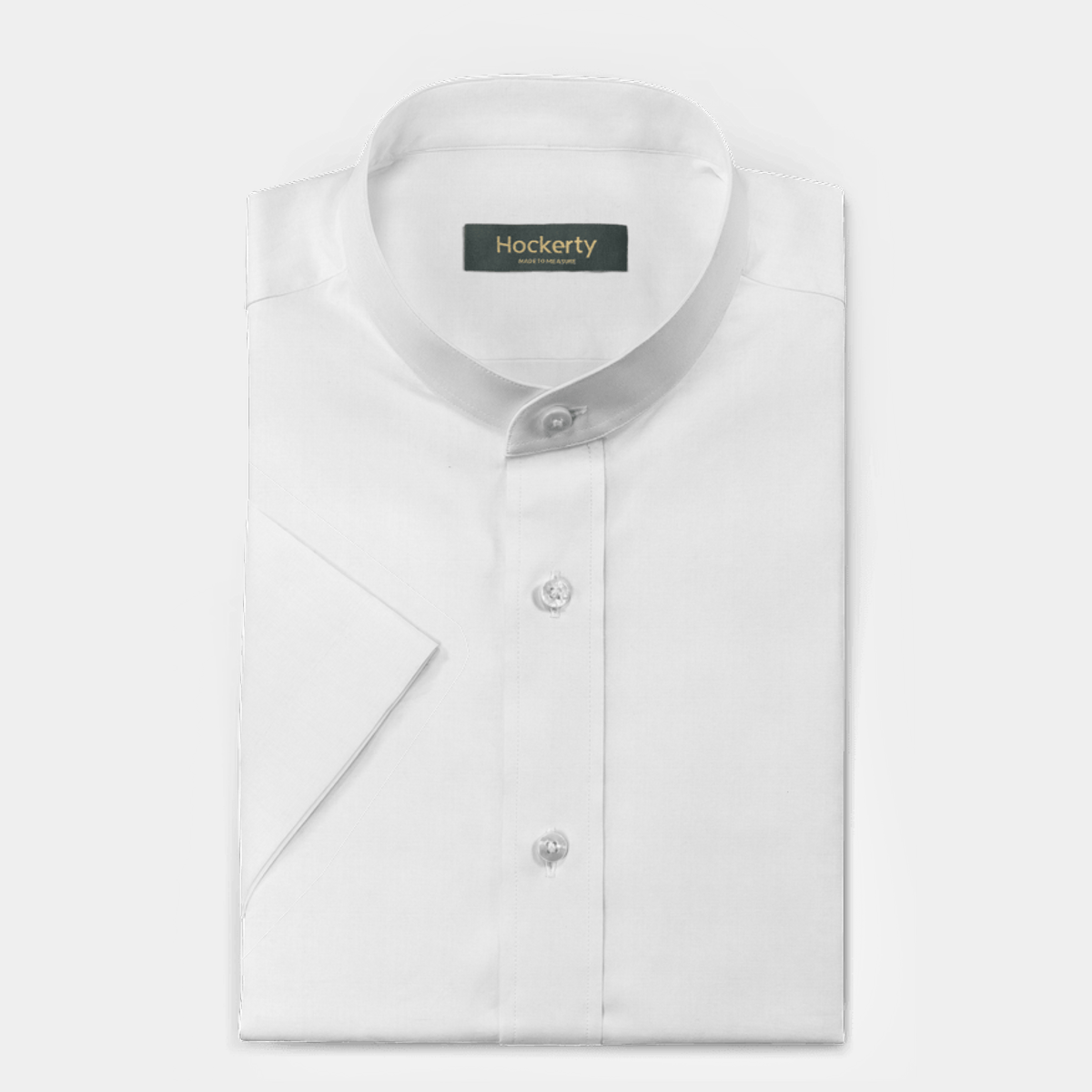 White Short Sleeve 100 Cotton Mandarin Collar Shirt