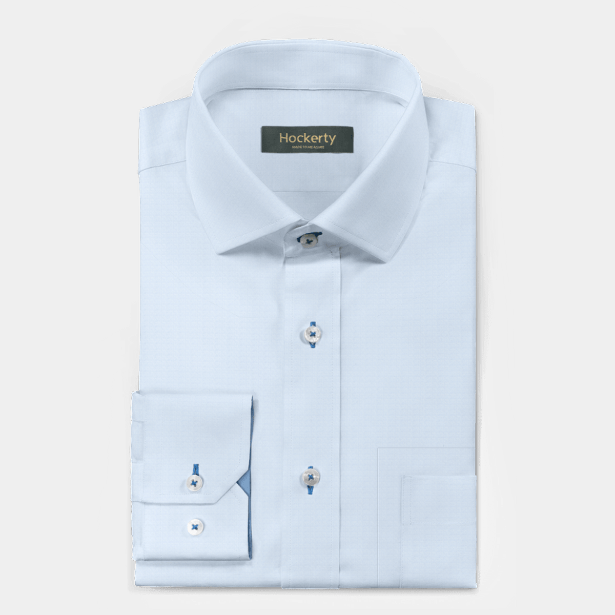 Premium easy-iron light blue pinpoint Shirt with chest pocket