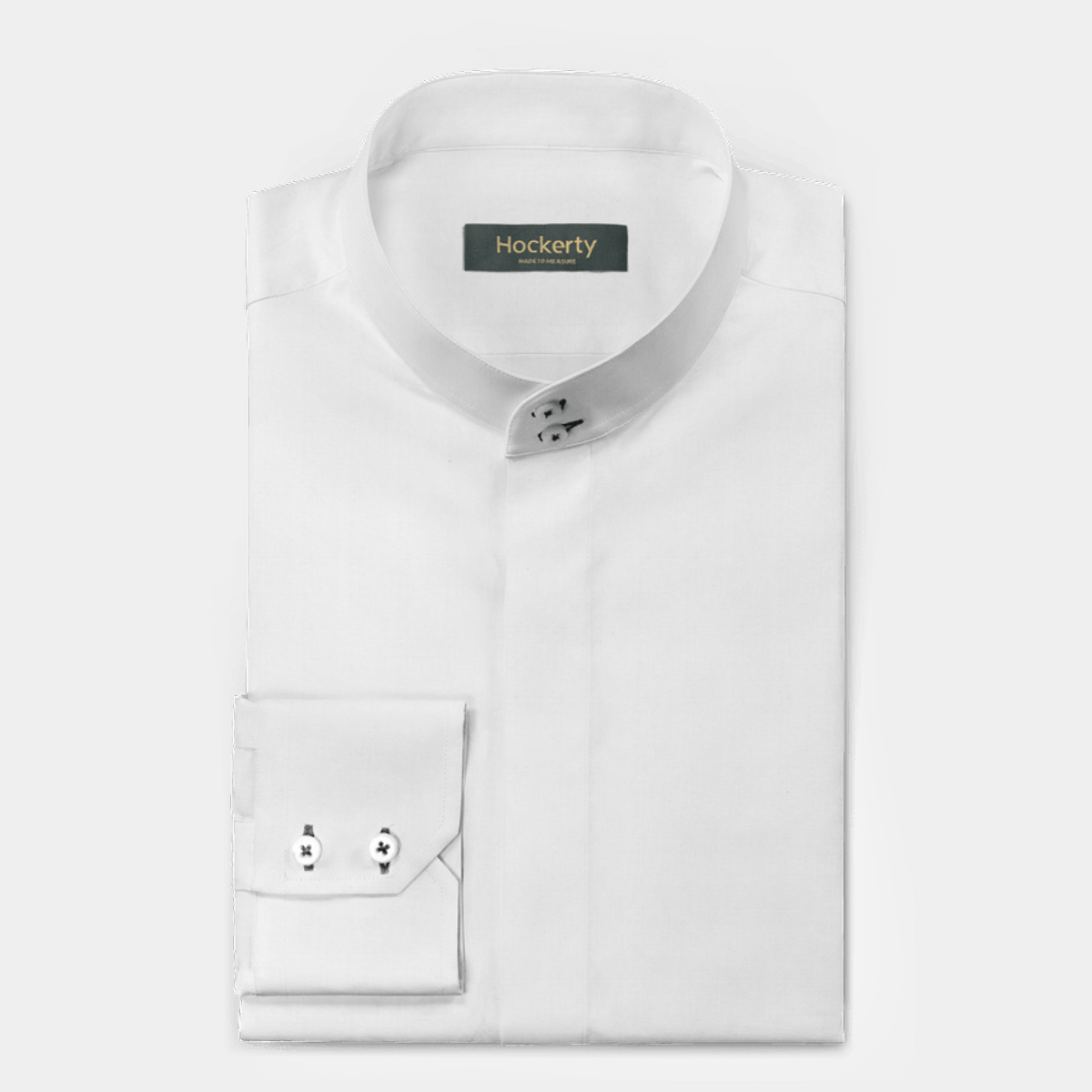 White 100% cotton 2 buttons collar Shirt with hidden buttons