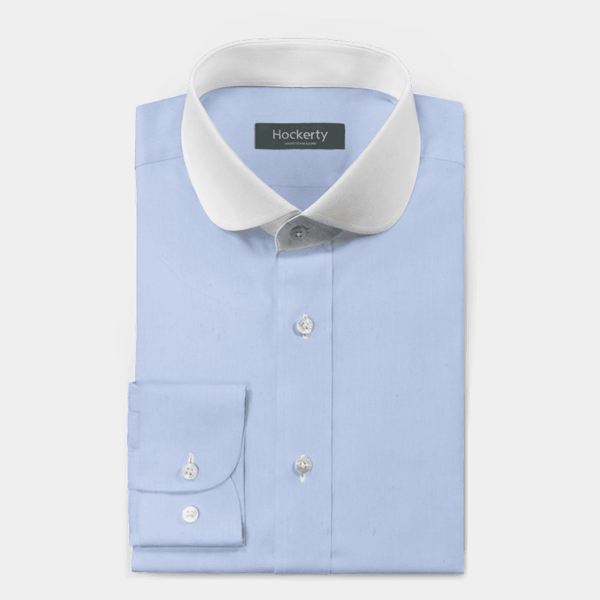 Easy-iron light blue club collar Shirt with contrast collar