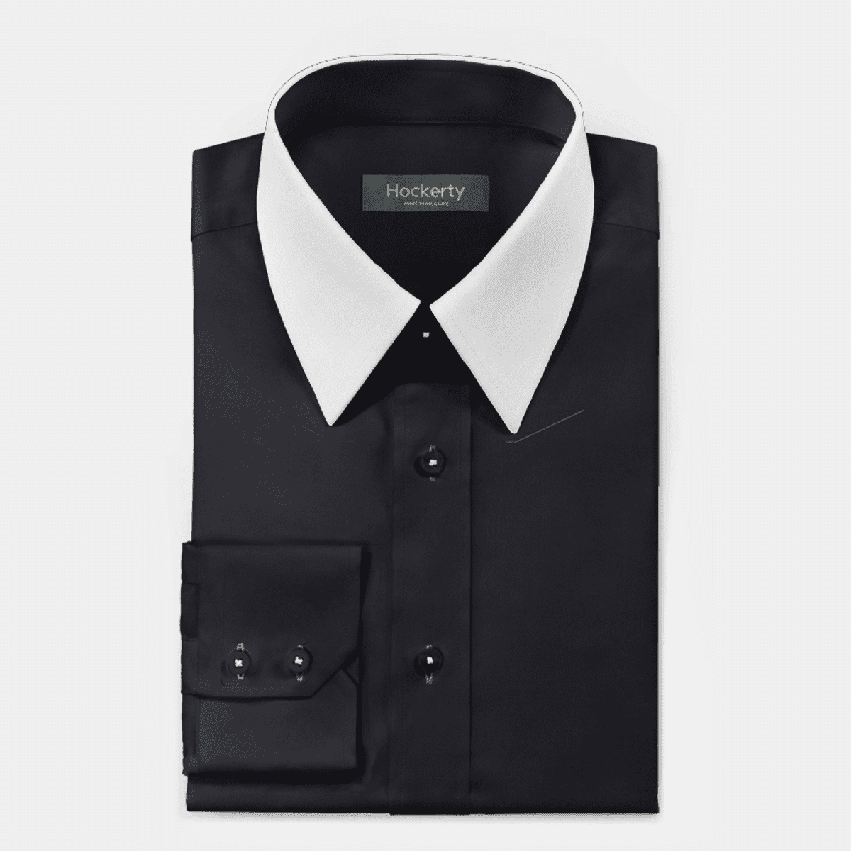 Deep blue poplin point collar Shirt with contrast collar