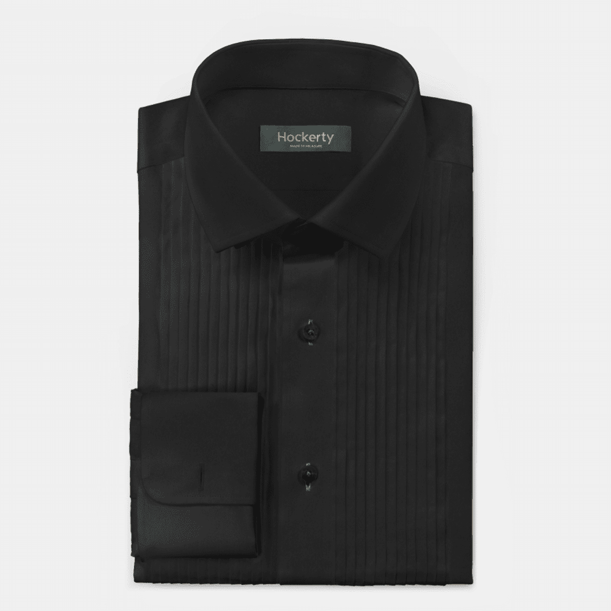 Premium 2ply easy-iron black double cuff poplin pleated Shirt