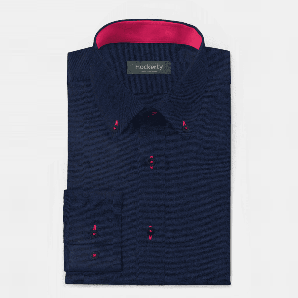 Steel blue flannel button down Shirt with contrast collar