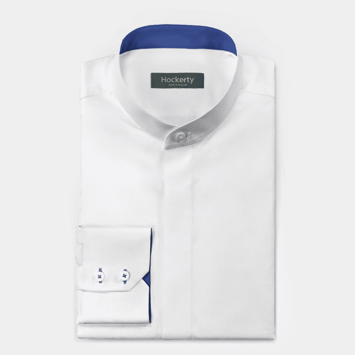 Premium 2ply 120s easy-iron white grandad Shirt with hidden buttons