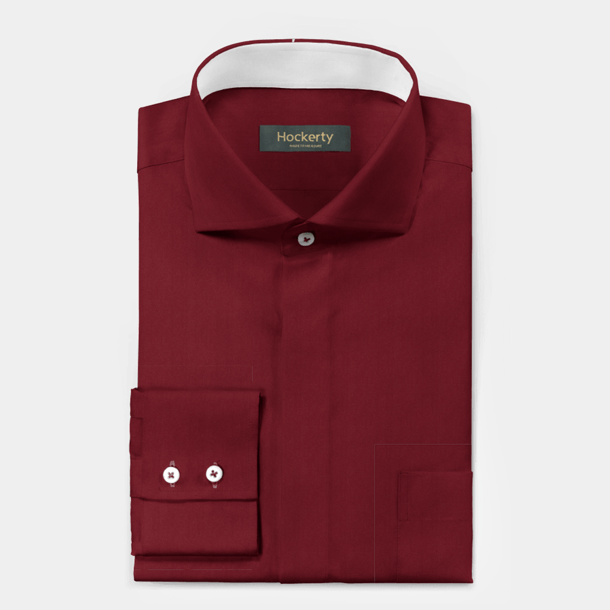 Imperial red cutaway collar Shirt with hidden buttons