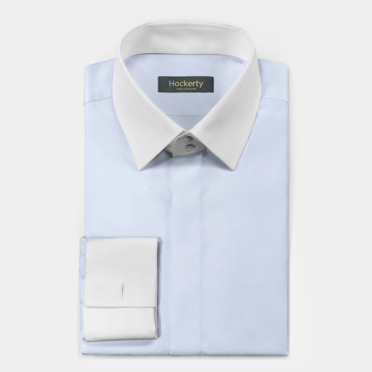 Premium no-iron light blue french cuff cotton 2 buttons collar Shirt ...