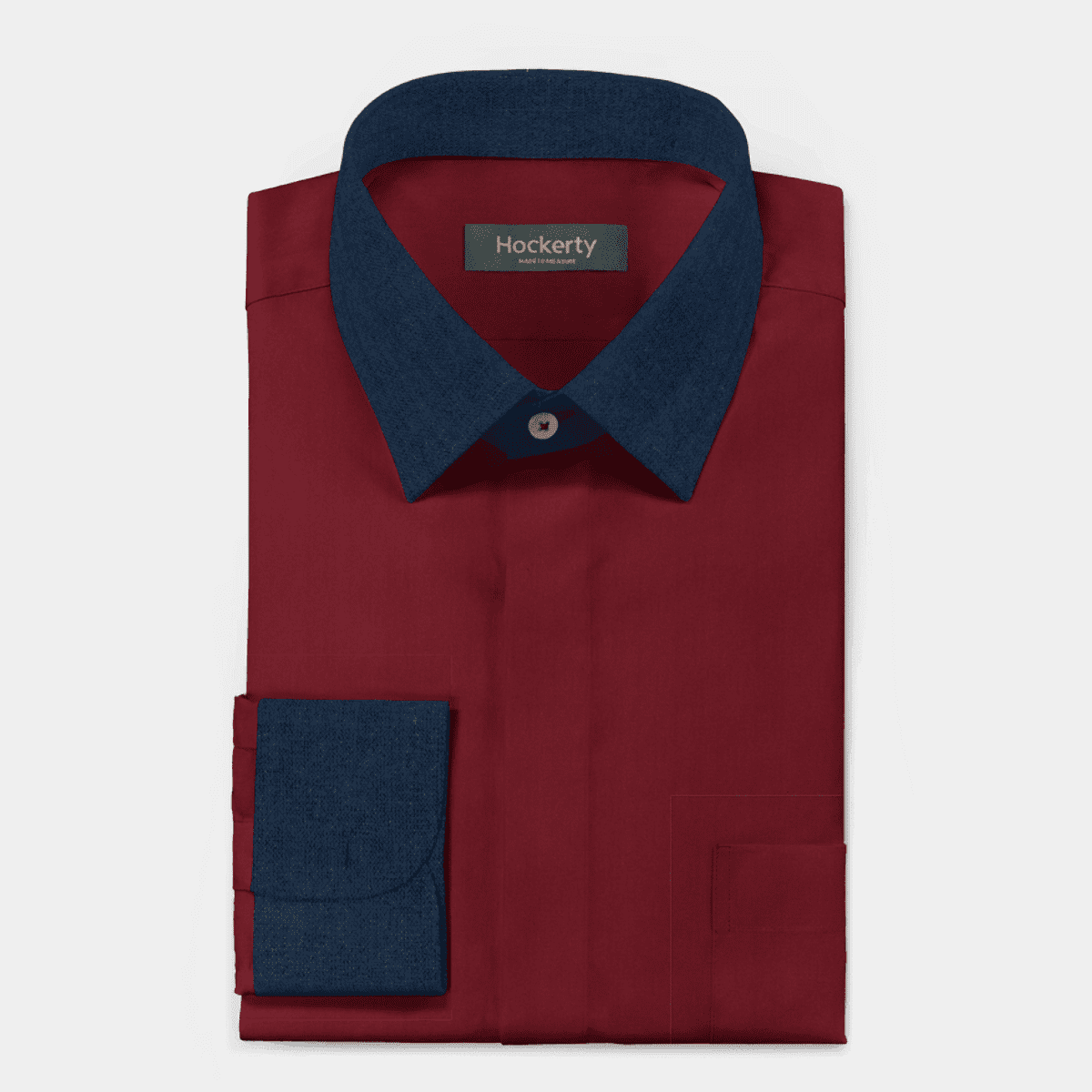 Imperial red french cuff Shirt with hidden buttons