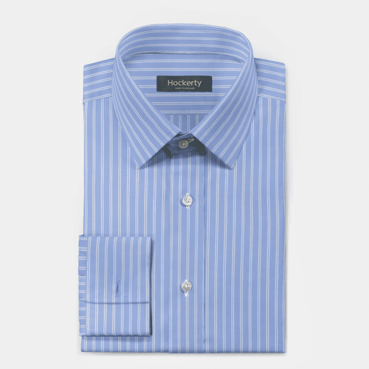 Camisa azul claro raya doble popelín puño francés