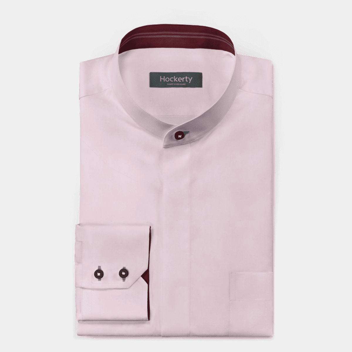 Camicia Viola Chiaro poplin collo alla coreana con constrasto nel collo