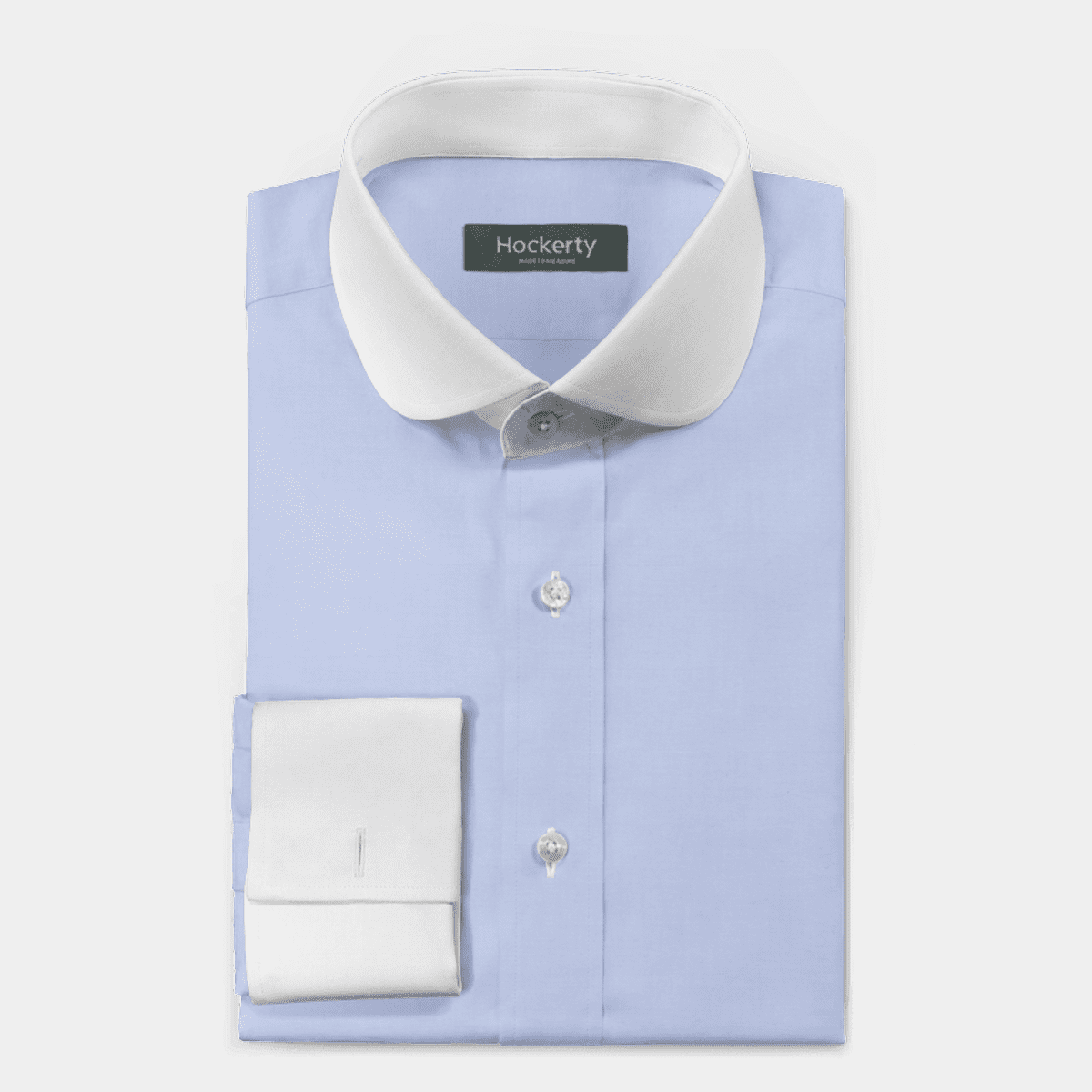 Light blue french cuff oxford club collar Shirt with contrast collar