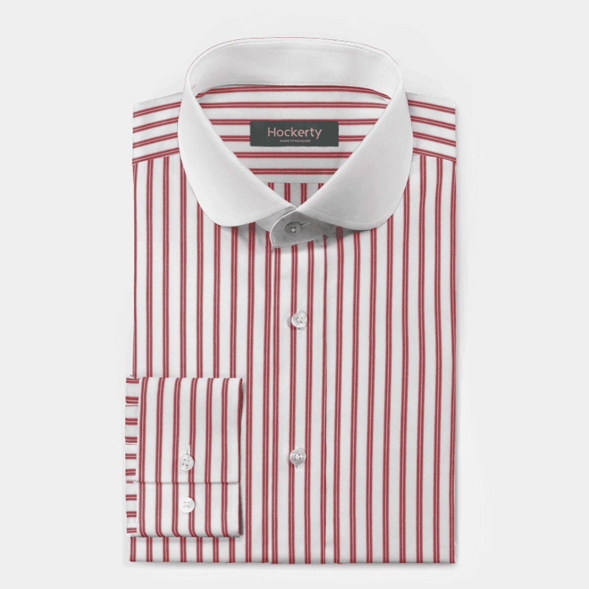 Chemise en popeline rouge double rayure col club avec col contrasté