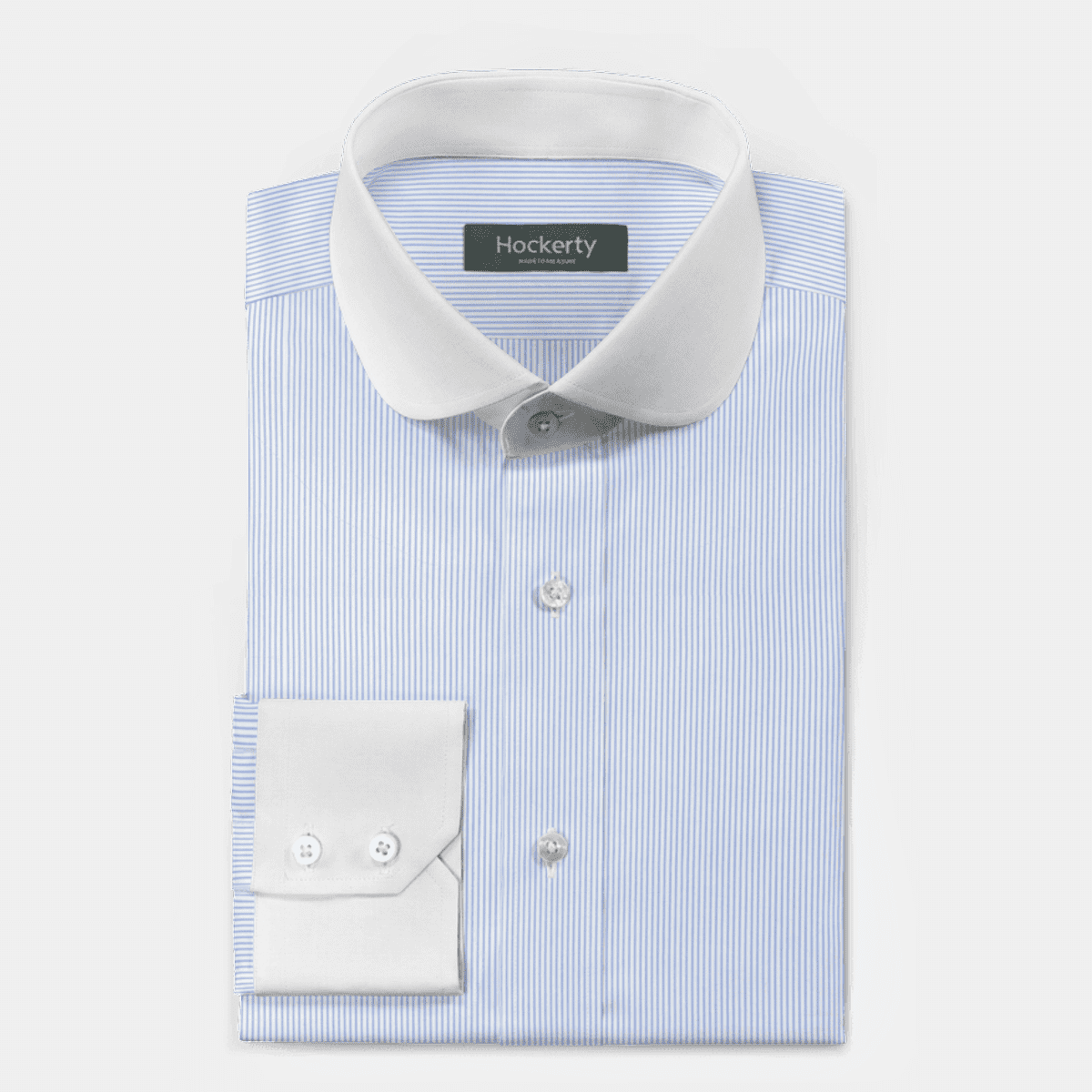 Premium 2ply wrinkle-free blue pinstripe twill club collar Shirt with ...