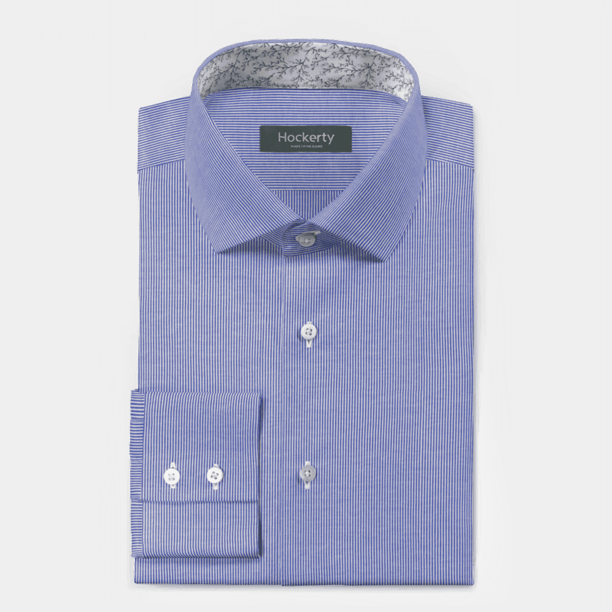 Premium wrinkle-free blue hairline stripe stretch Shirt with contrast ...