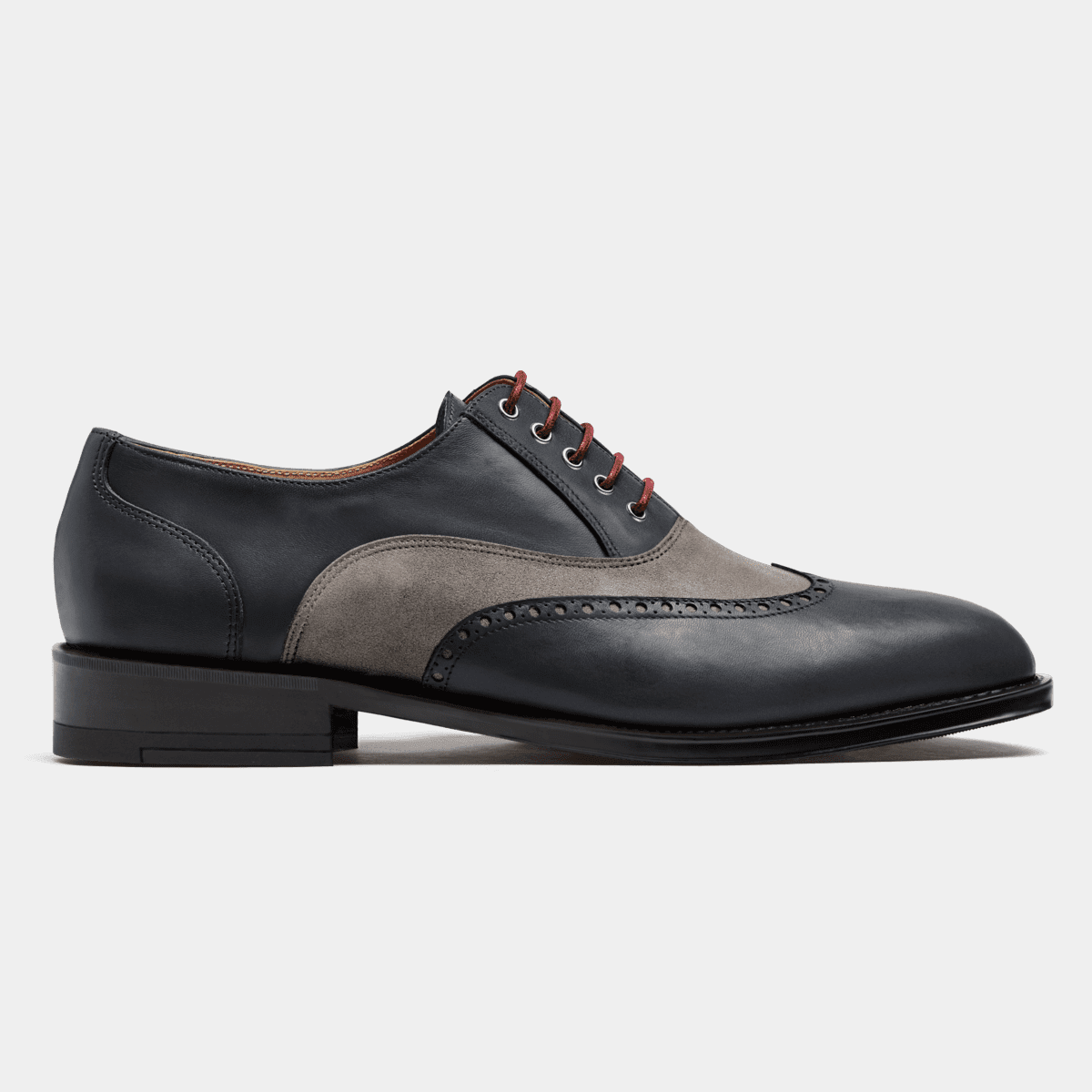 Brogues in gray & blue suede & leather