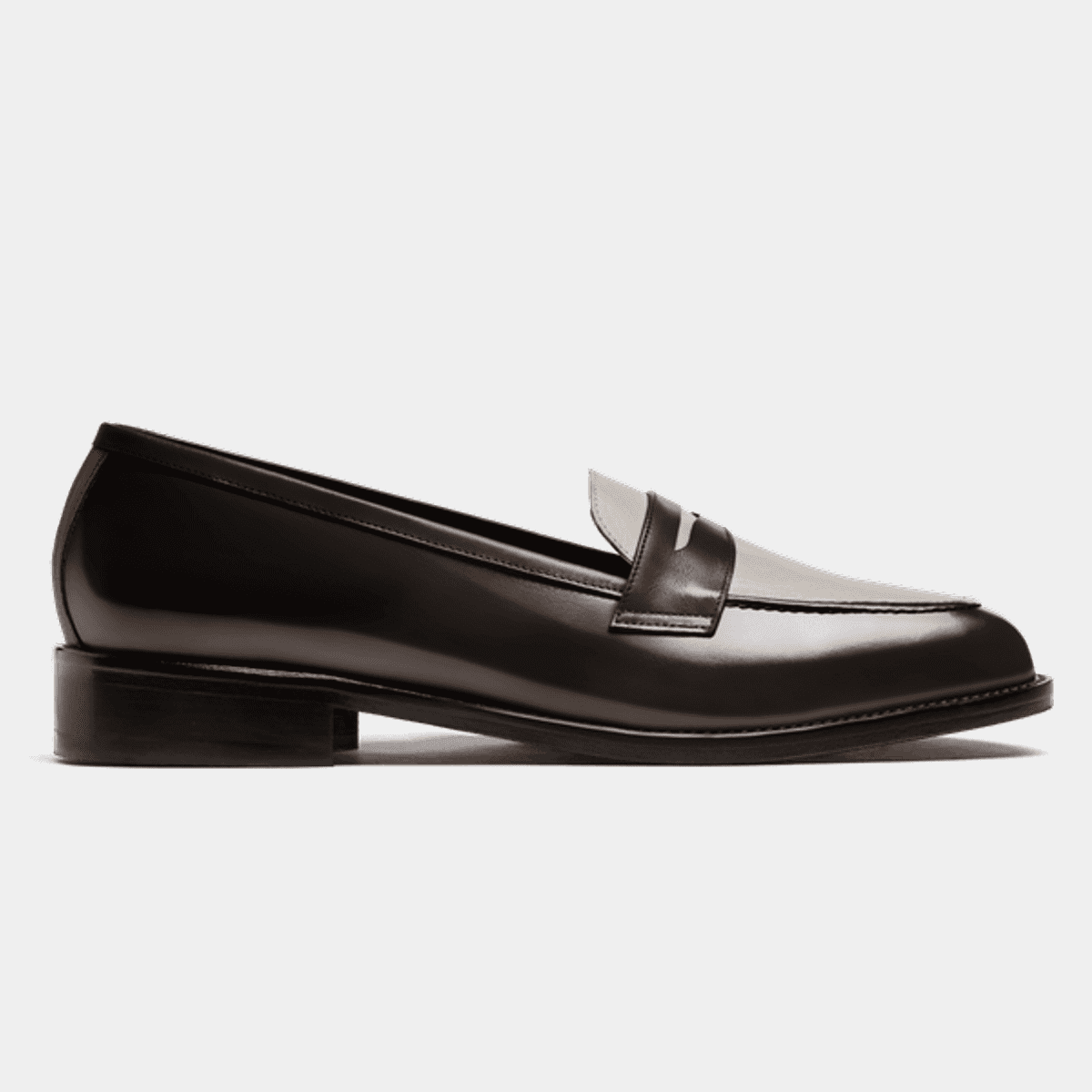 Penny Loafers in brown & white leather