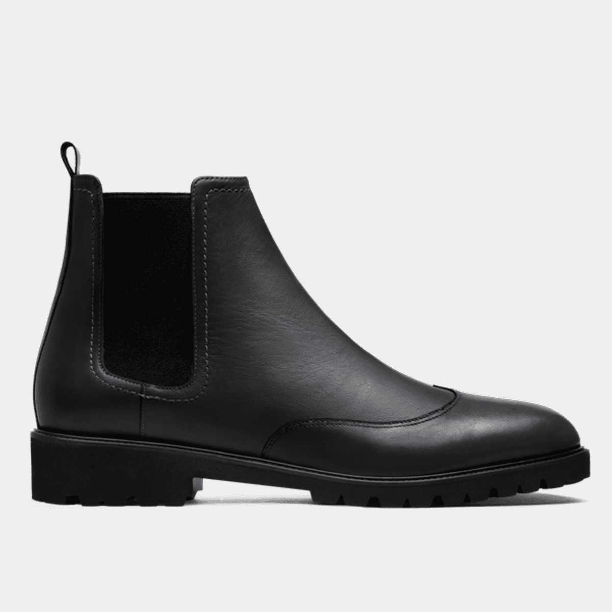 Wingtip Chelsea Boots in black leather