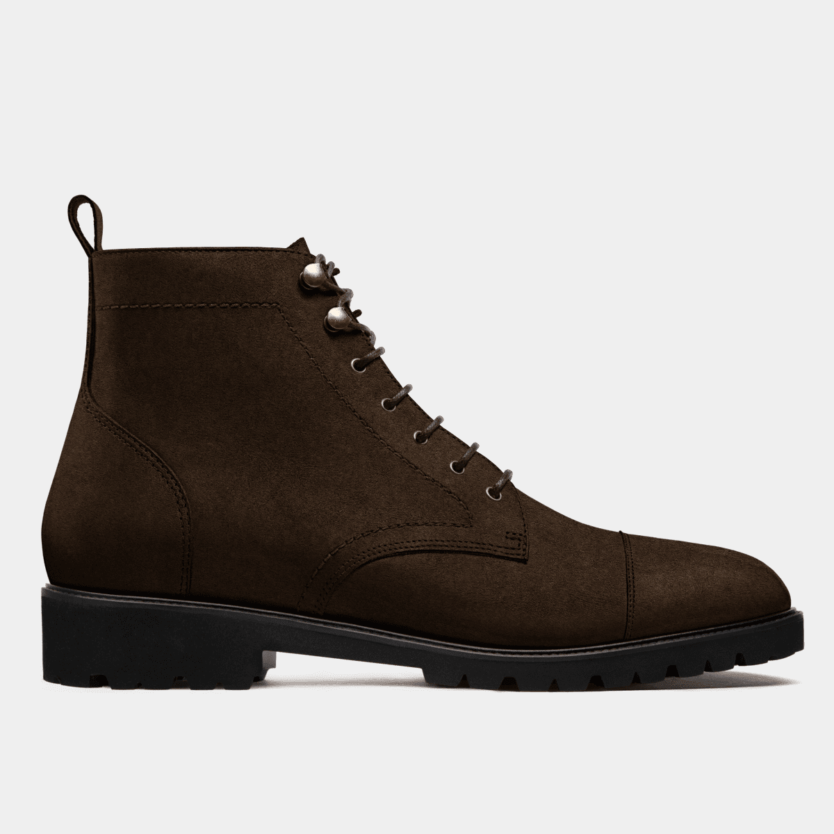 Cap-toe Boots in brown suede