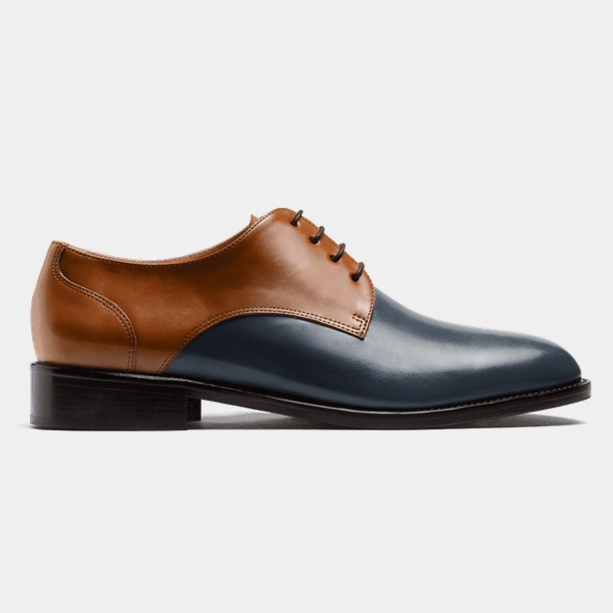 Derby shoes in blue & brown leather