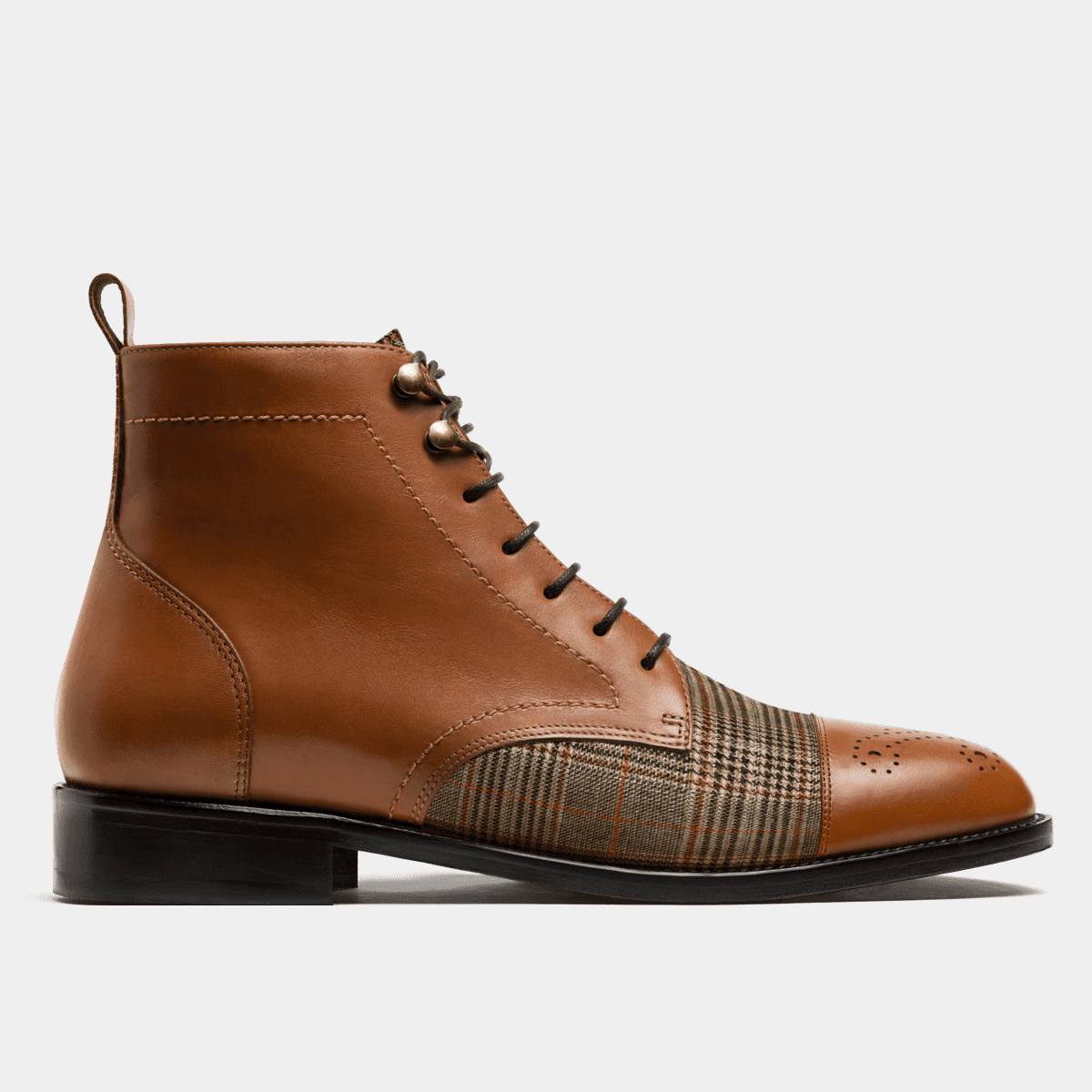 Two-tone Boots in brown tweed & leather