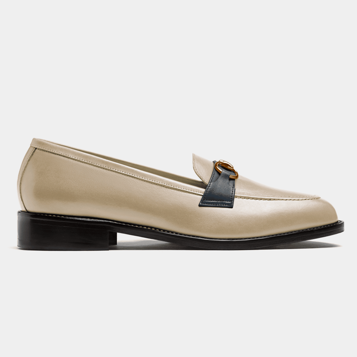 Bit loafers in white & blue leather
