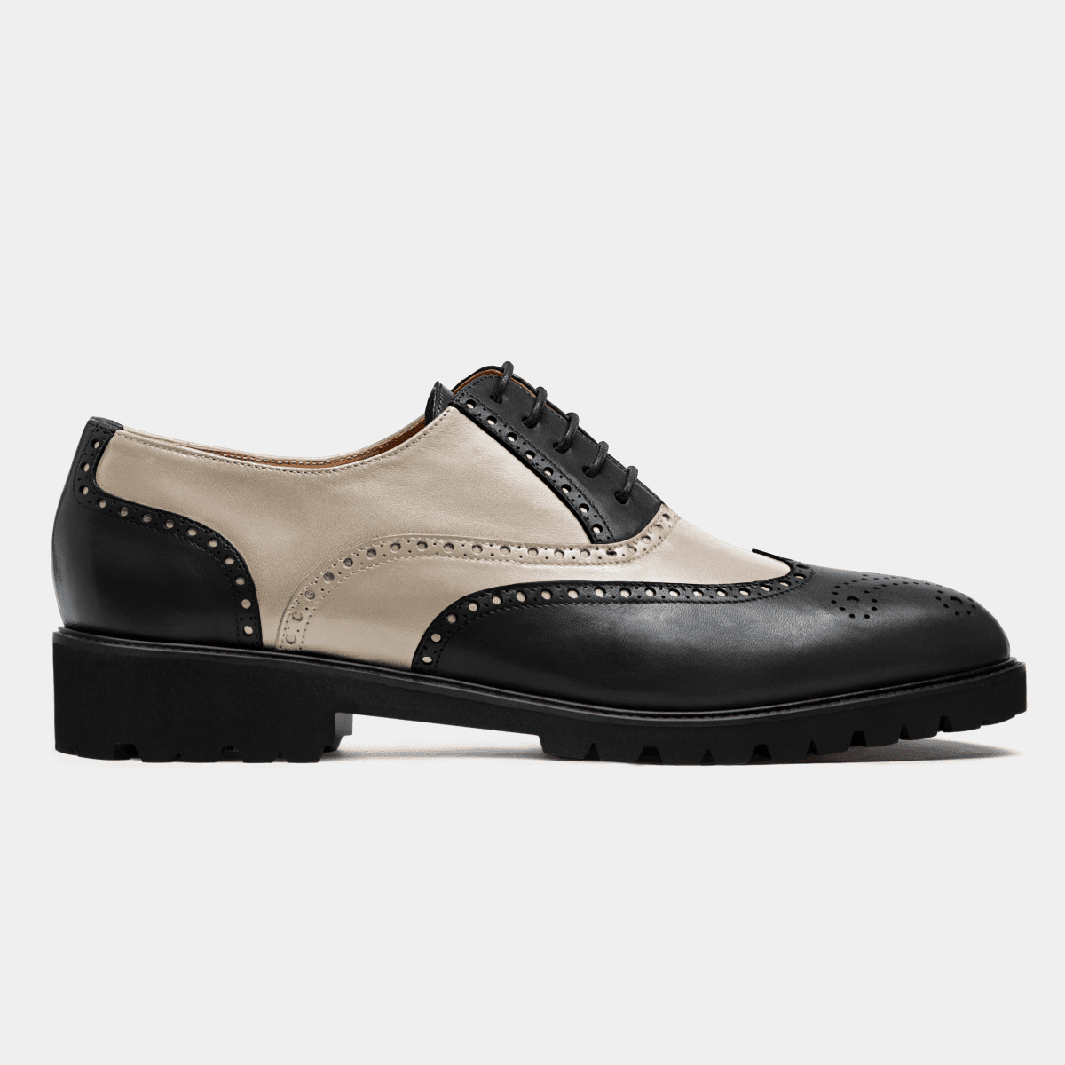 Spectator shoes in white & black leather