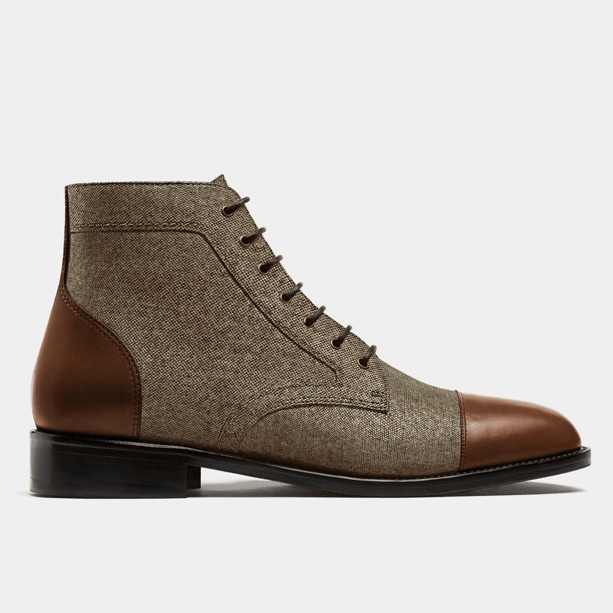 2 tone Boots in brown tweed & leather