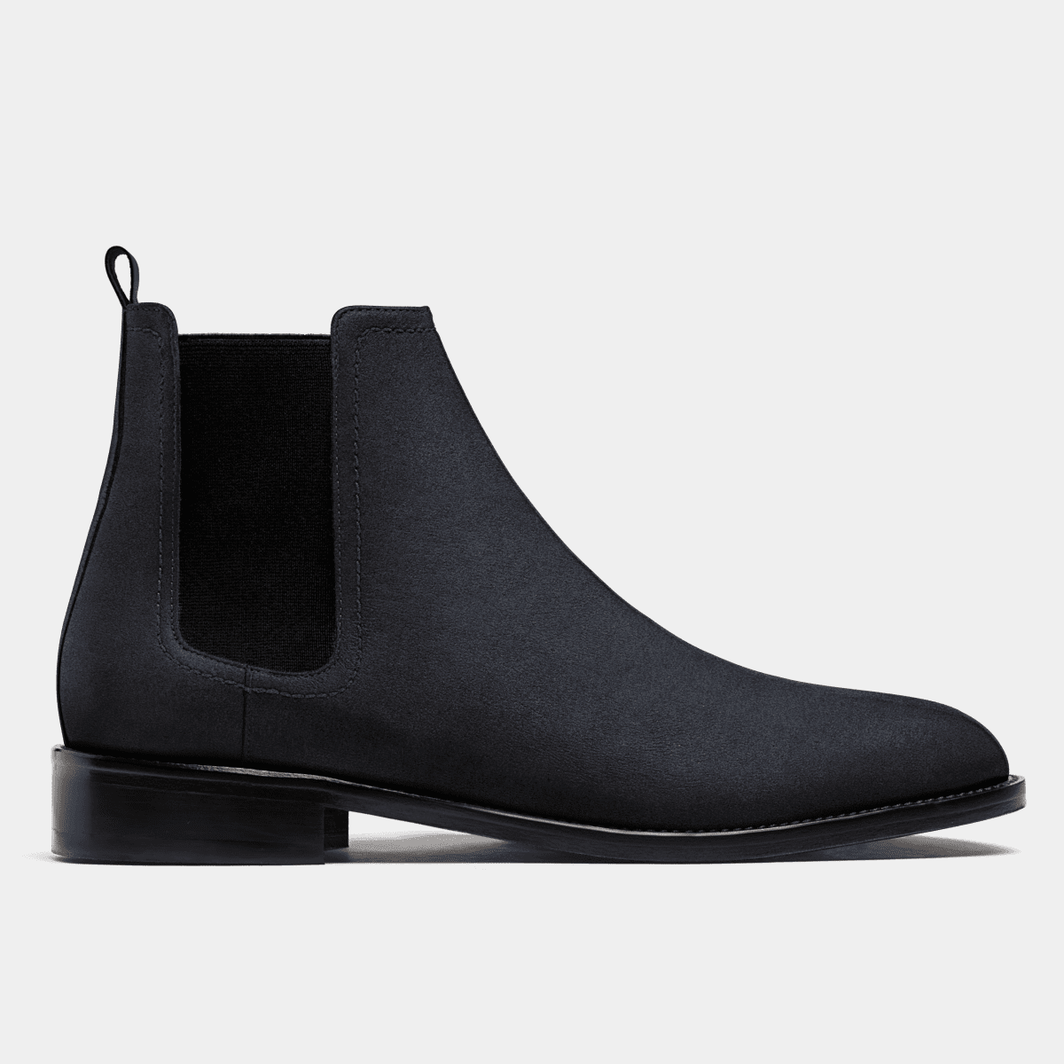 Two-tone Chelsea Boots in blue suede with a black elastic band