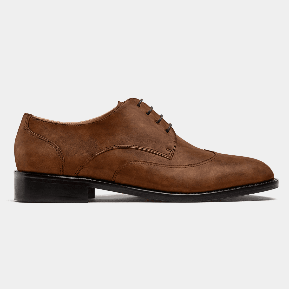 Chaussures Derby à bout golf en cuir ciré marron