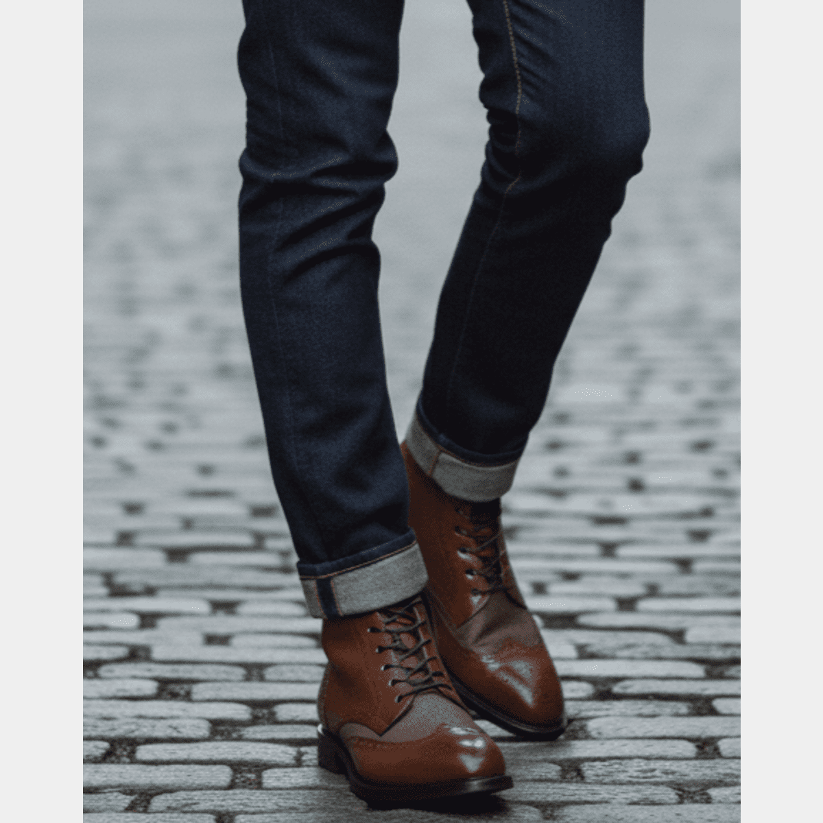 Brogue Dress Boots in brown tweed & leather