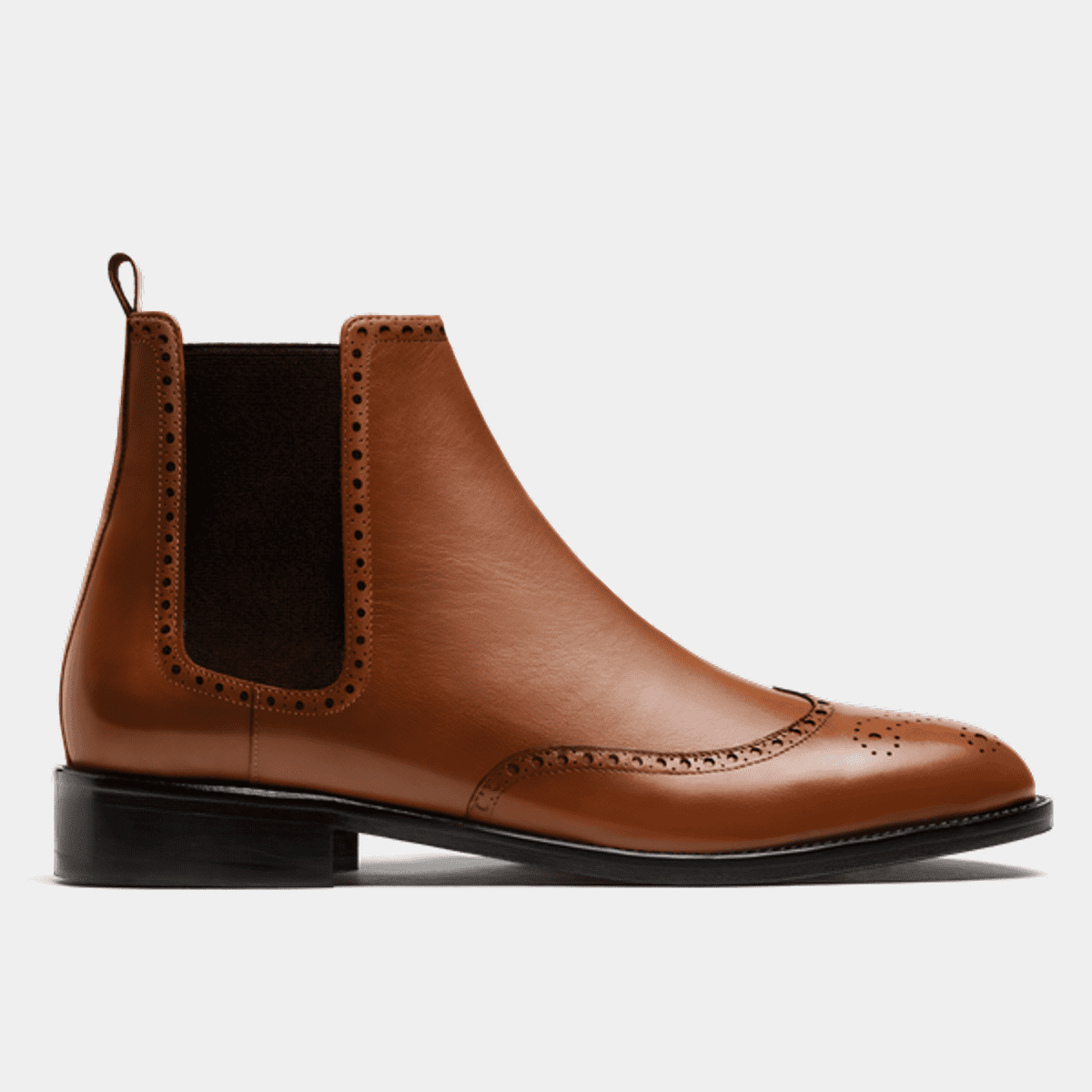 Brogue Chelsea Boots in brown leather