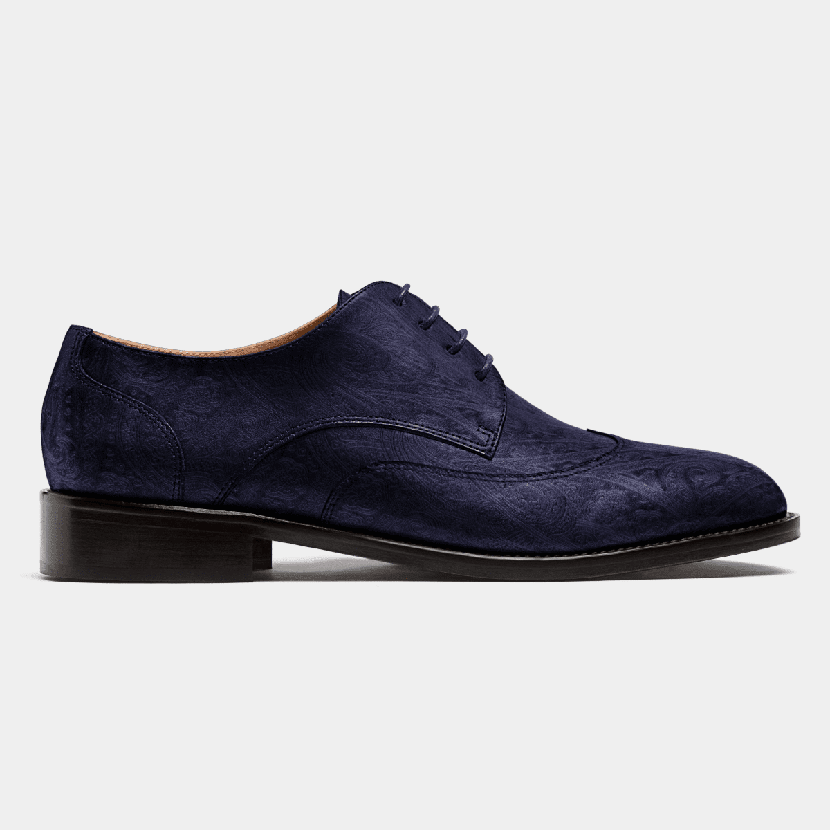 Cap-toe Derby dress shoes in blue velvet