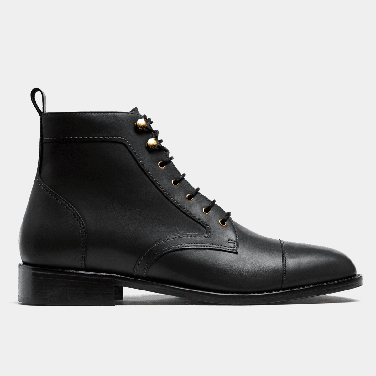 Cap-toe Boots in black leather