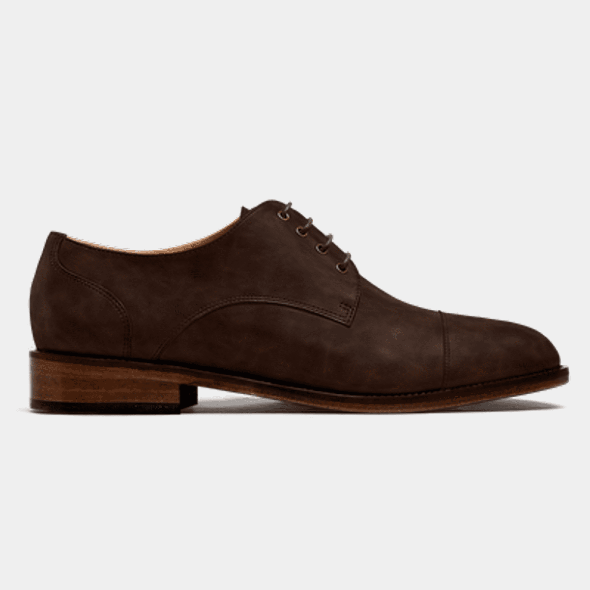 Cap toe wax leather Derby Shoes | Hockerty