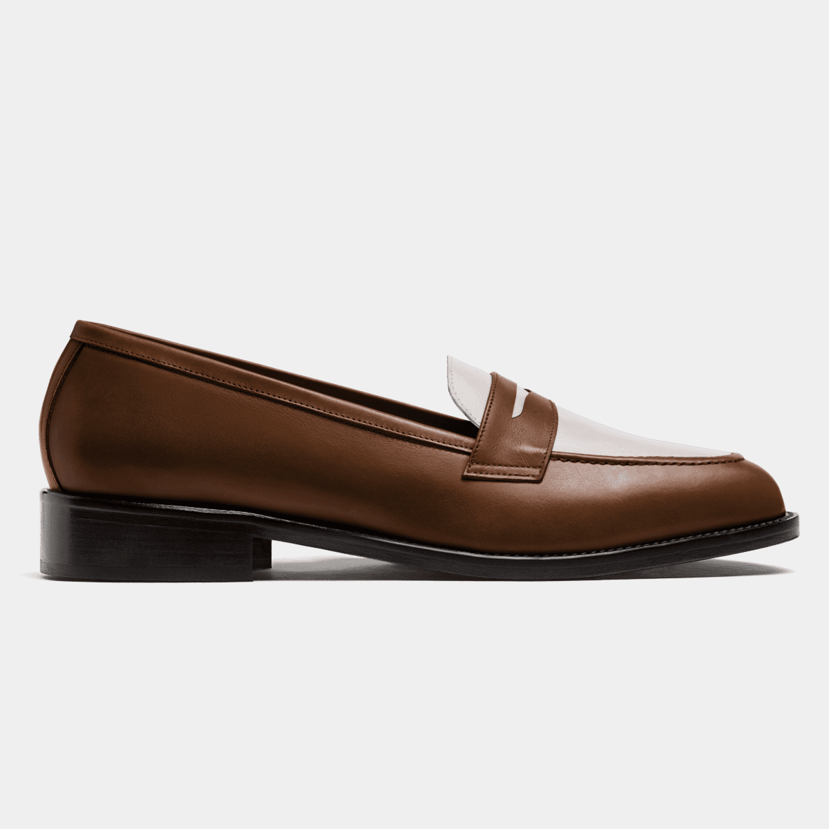Penny Loafer en cuir marron et blanc