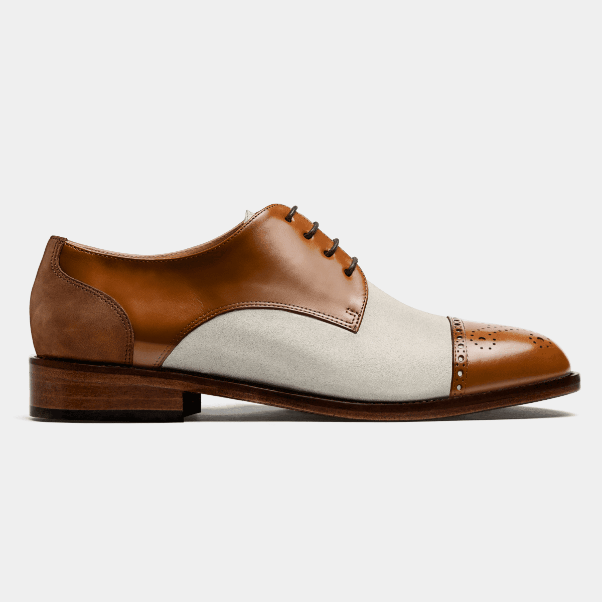 Chaussures quart de brogue à bout droit en daim, cuir et cuir ciré ...