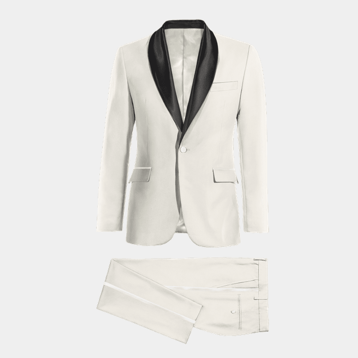 Ivory slim fit Tuxedo with wide black lapel