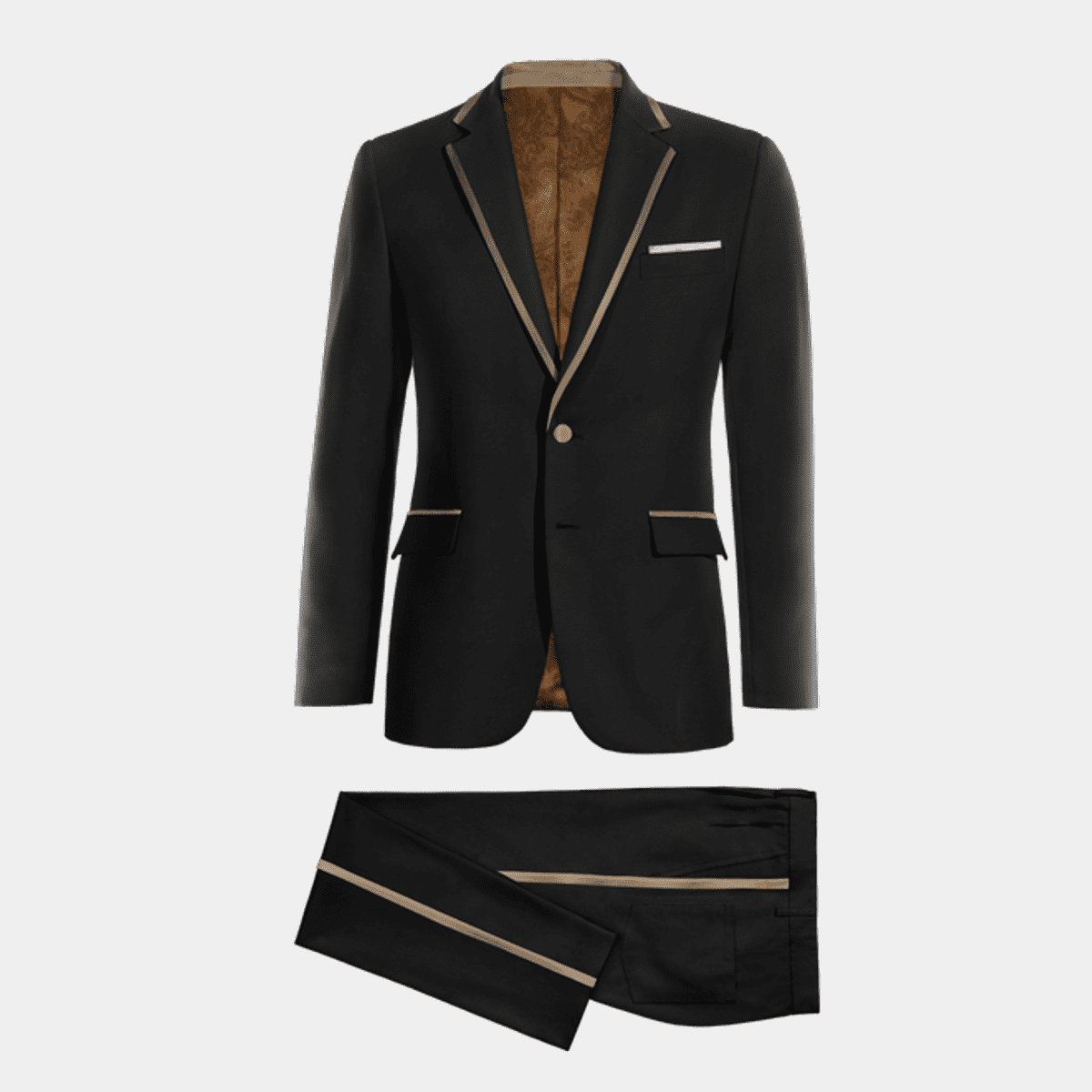 Black stretch Tuxedo with pocket square