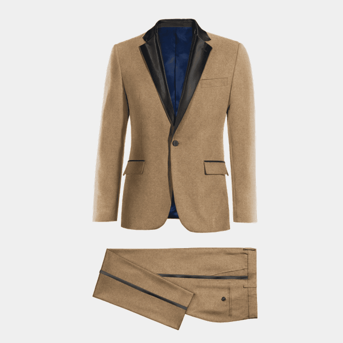 Camel donegal tweed Smoking mit schwarzem Revers