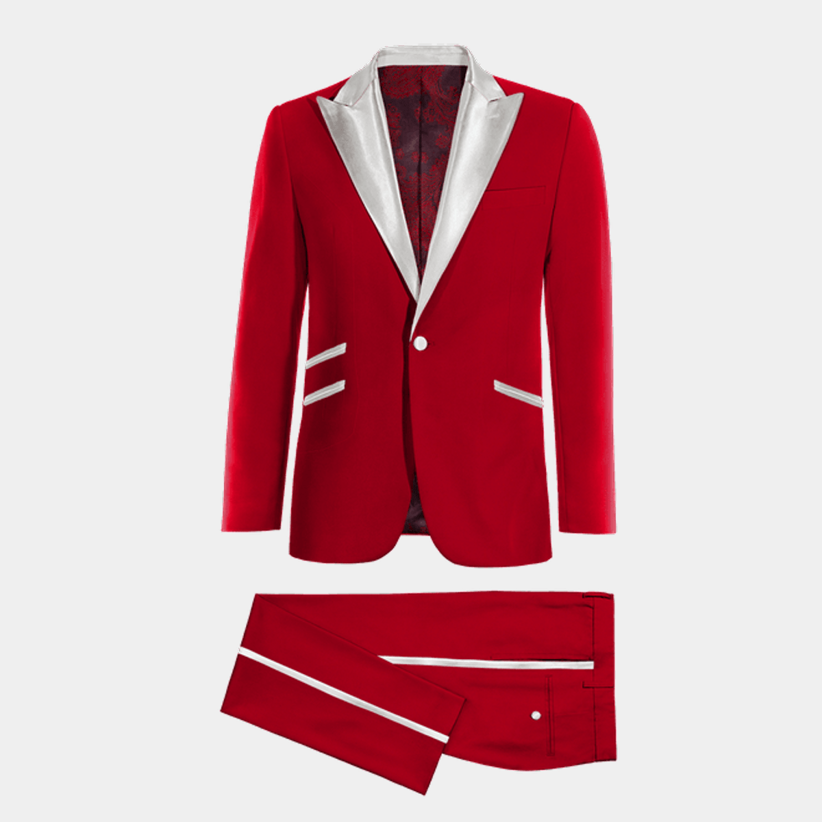 Intense red essential Tuxedo with wide white lapel