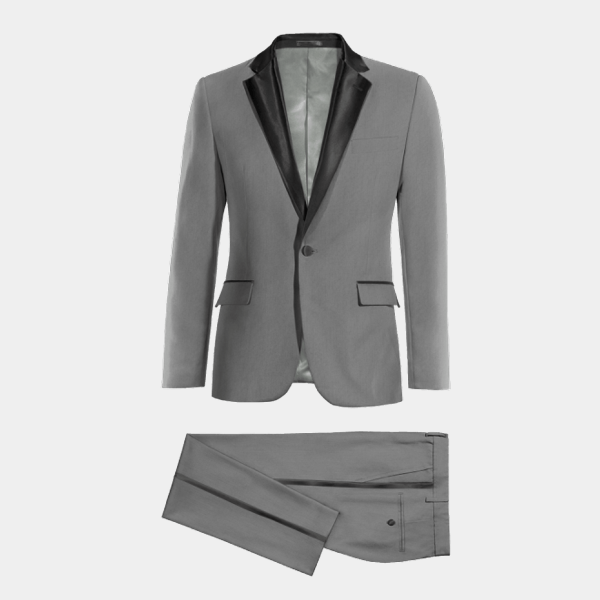 Iron gray essential Tuxedo with black lapel