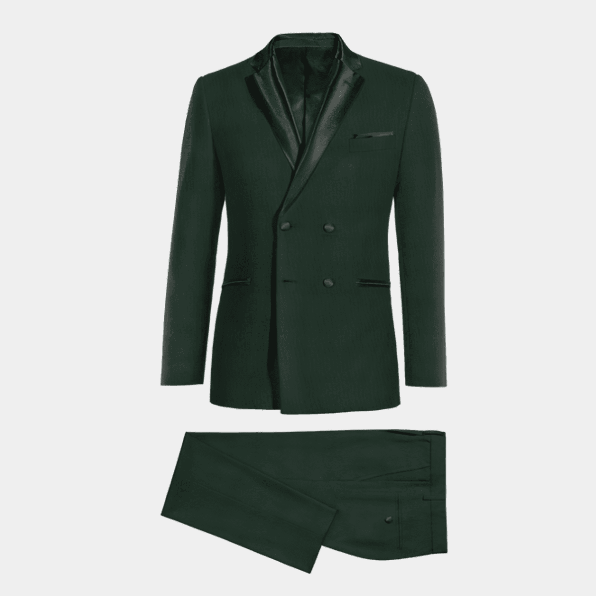 Smoking homme croisé vert avec revers noir