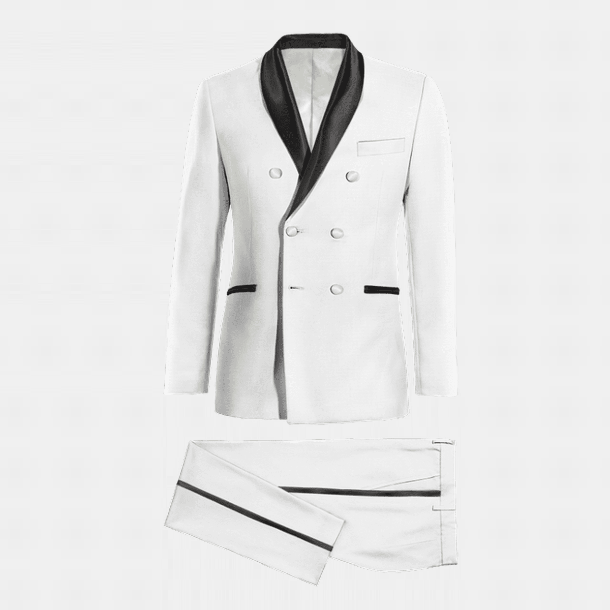 Off-white 6 buttons double breasted Tuxedo with black lapel Off-white 6 buttons double breasted Tuxedo with black lapel