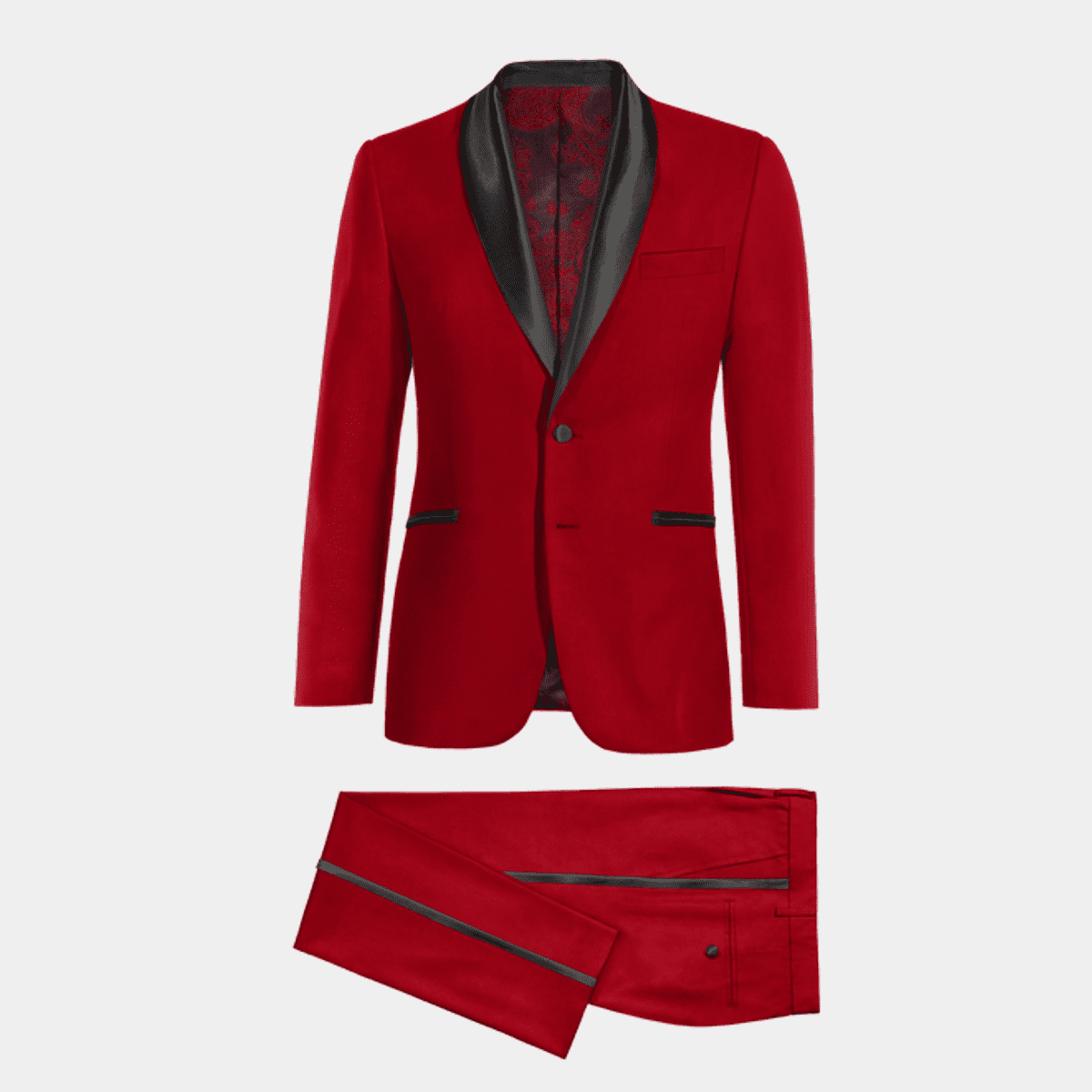 Red velvet Tuxedo with black lapel