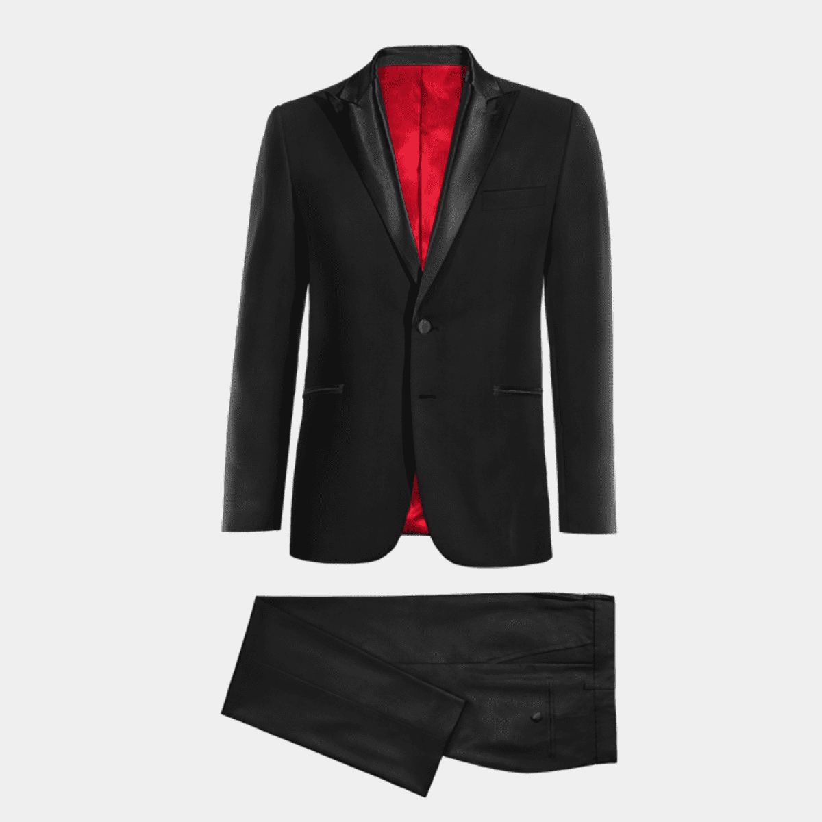 Black Merino Wool premium Tuxedo with peak lapel