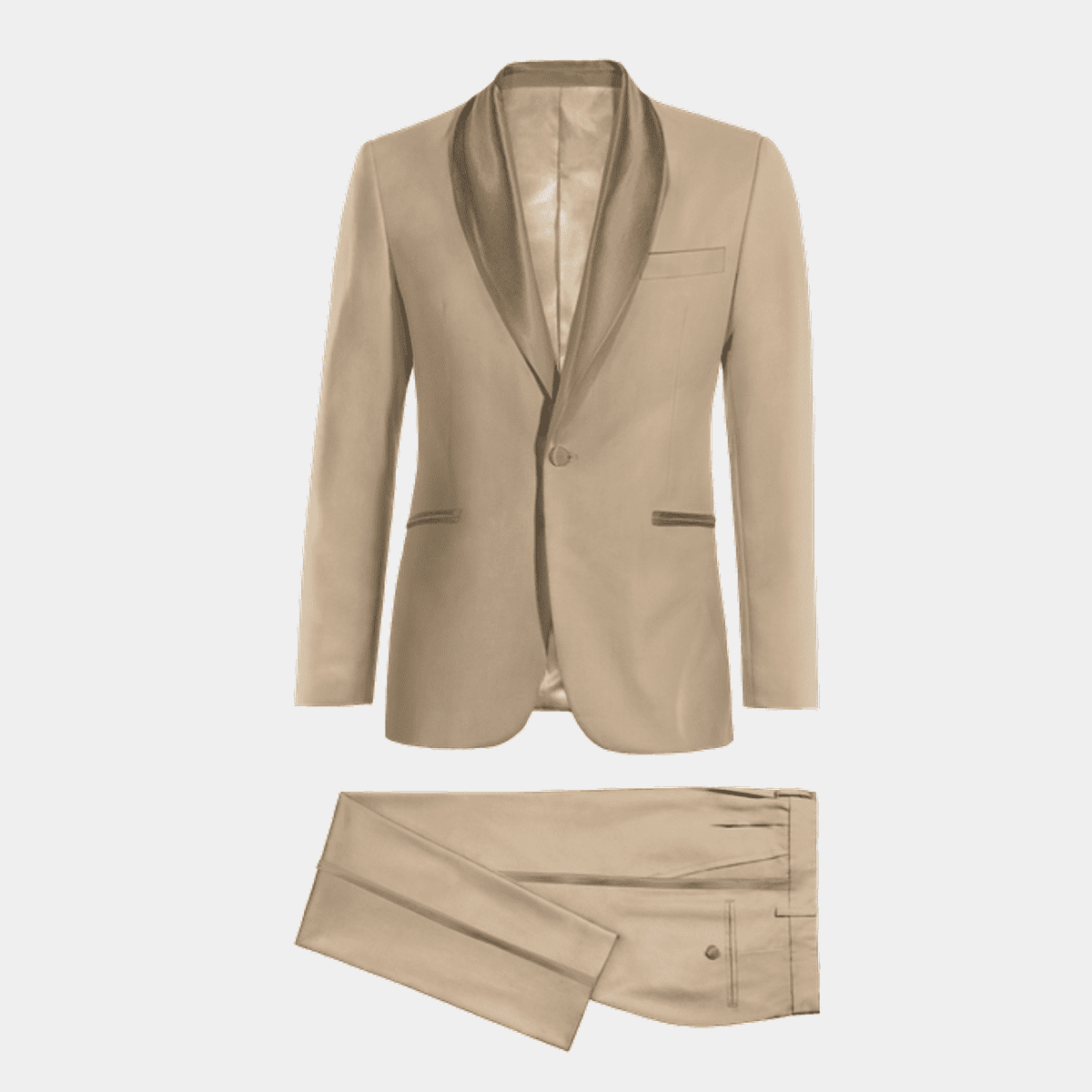 Smoking beige avec larges revers slim fit