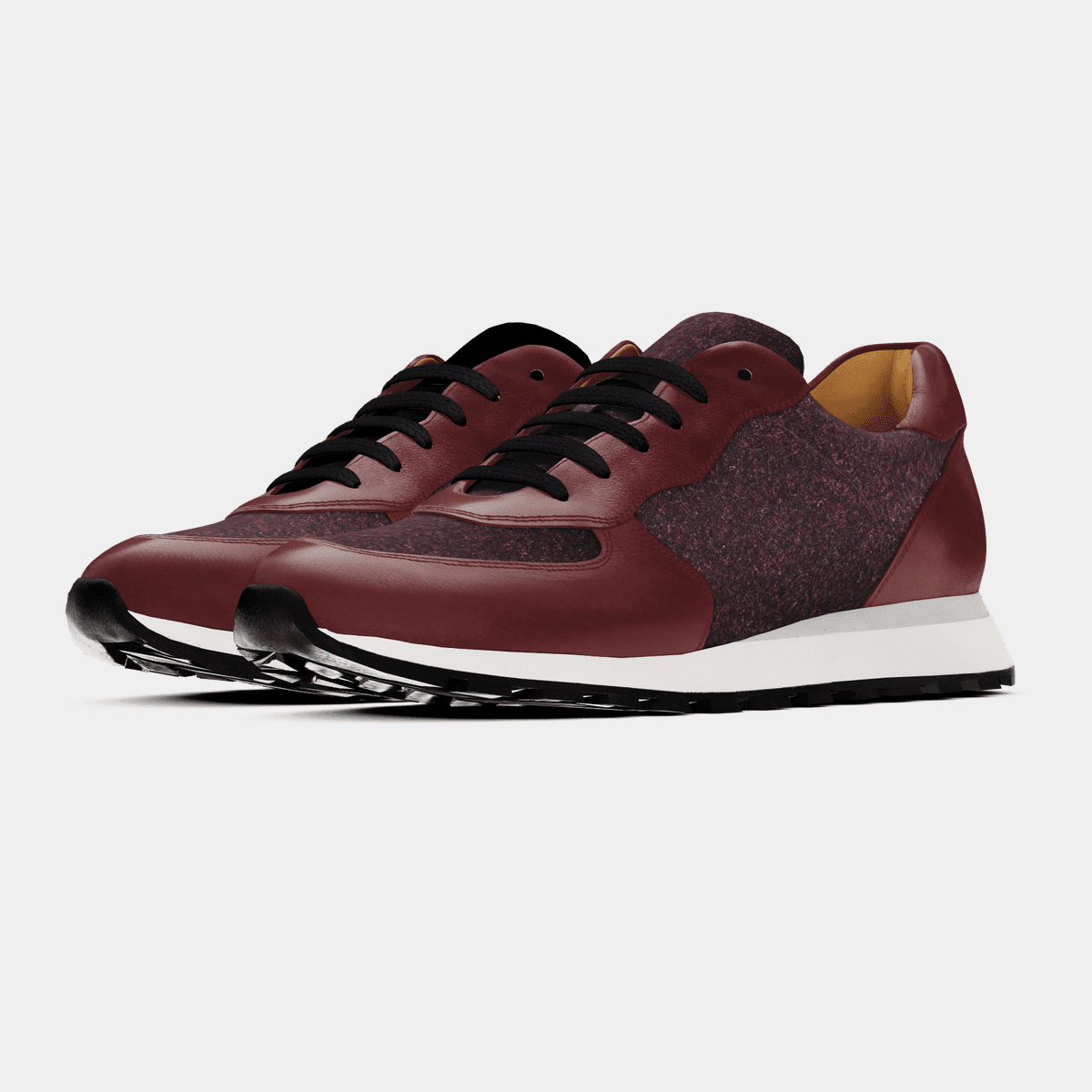 Burgundy leather and tweed Sneakers