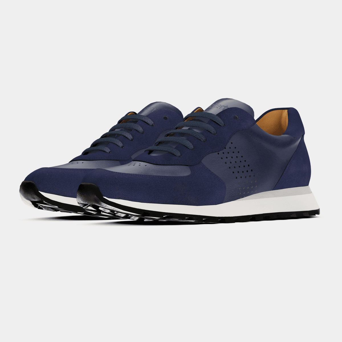 Blauer Sneaker aus Veloursleder und Kalbsleder